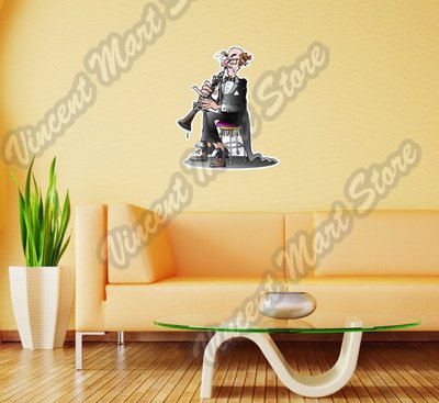 Clarinet Player Music Funny Cartoon Wall Sticker Room Interior Decor 15 ...