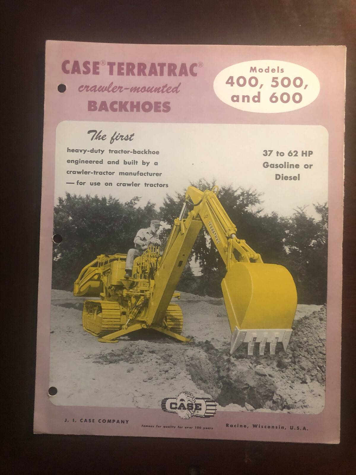 VINTAGE CASE TERRATRAC CRAWLER-MOUNTED BACKHOES MODEL 400, 500 & 600 ...