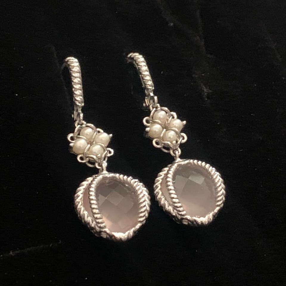 Lly Atelier Rose Quartz Pearl Sterling Silver Dangle Earrings 1.7 ...
