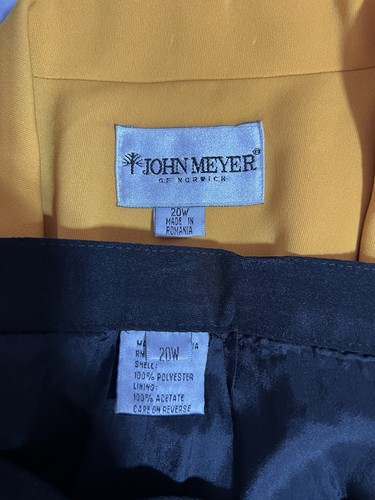 John Meyer Polyester Pant Suit 20W Soft Yellow Black Peak Collar 2PC ...