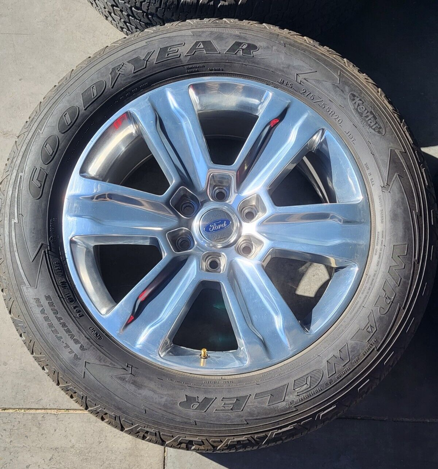 4) 20" Ford F150 Platinum POLISHED Factory OEM Wheels Rims Goodyear ...