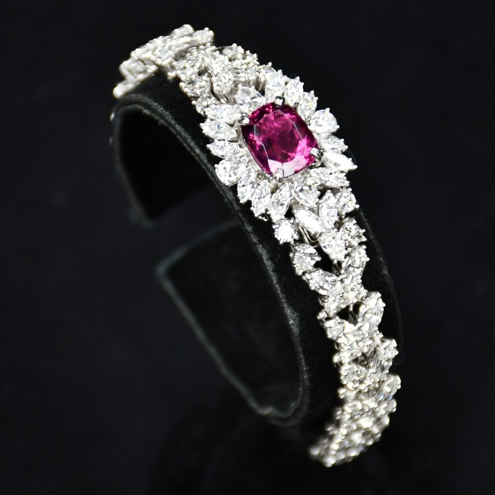 19.6CTW MARQ/ROUND/PEAR VVS2 E-F DIAMOND 5.56CT PINK TOURMALINE BRACELET PLAT 6" | eBay