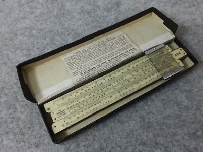 Log-Log Slide Rule Boxed 6" UNIQUE Technical Supply Co Brighton Antique ...