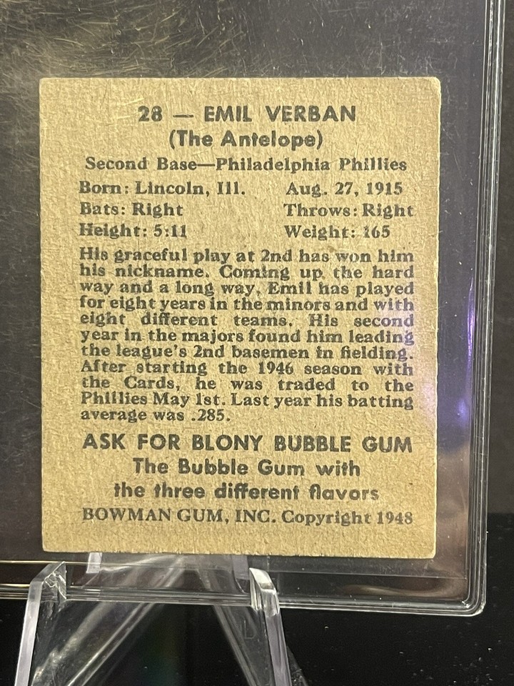 1948 Bowman #28 Emil Verban - EX | eBay
