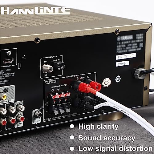 14 AWG HD Premium Soft Touch HiFi Speaker Cable with Banana Plugs 2 ...