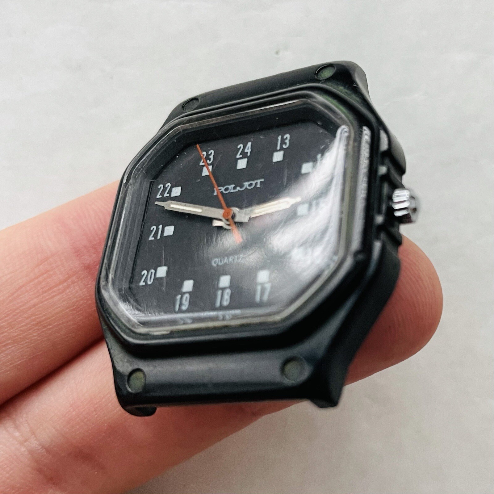 RARE POLJOT P2456 Quartz Plastic USSR Watch Black Soviet Vintage Old ...