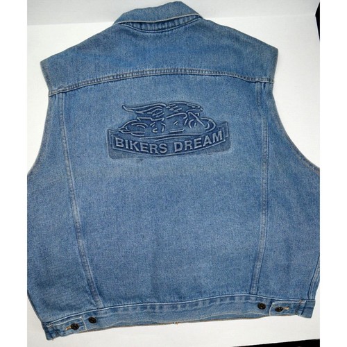Vintage Tyca Denim Men's Embossed Motorcycle Vest Bikers Dream USA Sz L ...