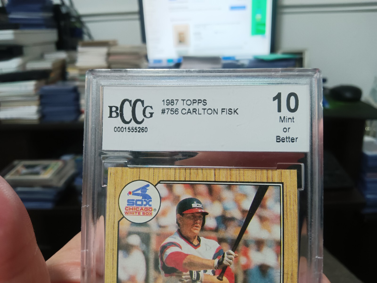 TOPPS 1987 #756 CARLTON FISK AUTHENTIC BCCG TOP RATER 10 MINT OR BETTER ...