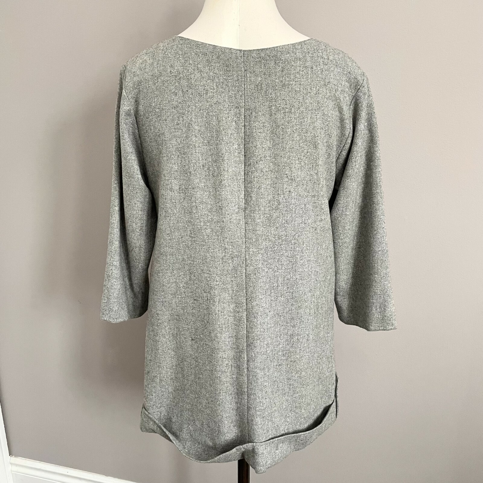 Cindy Lee Gray Wool Silk Lined Cuffed 3/4 Sleeved Mini Dress Tunic Top - 6/S | eBay