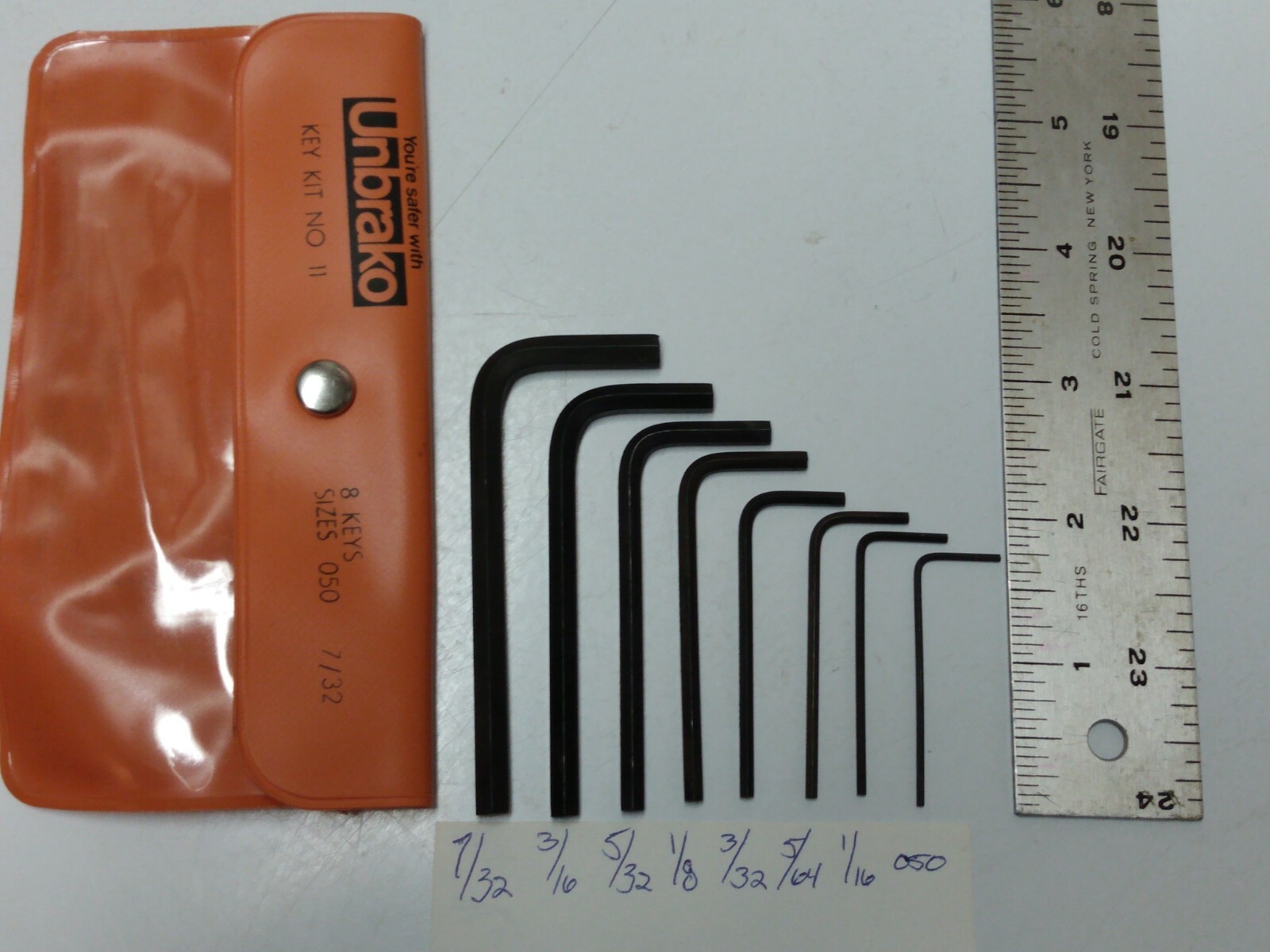 Unbrako Key Kit No. 11 - 8 Keys size 050 - 7/32 Hex Allen Wrench | eBay