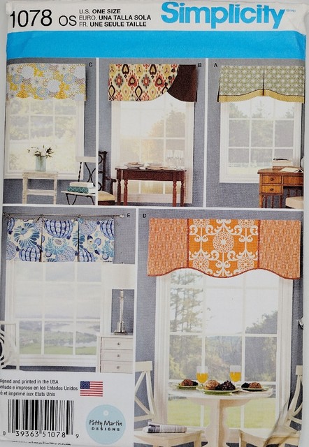 Simplicity Sewing Pattern 1078 Window Treatments Valance Valances for ...