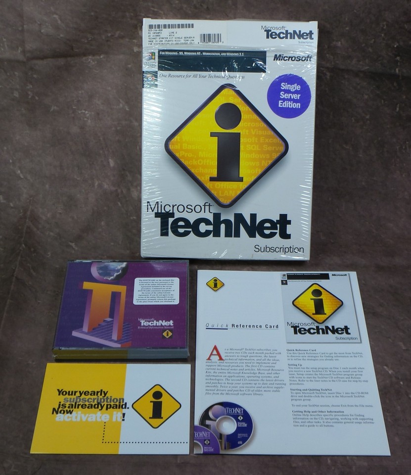 Vintage Microsoft Technet Single Server Edition Subscription Collectors ...