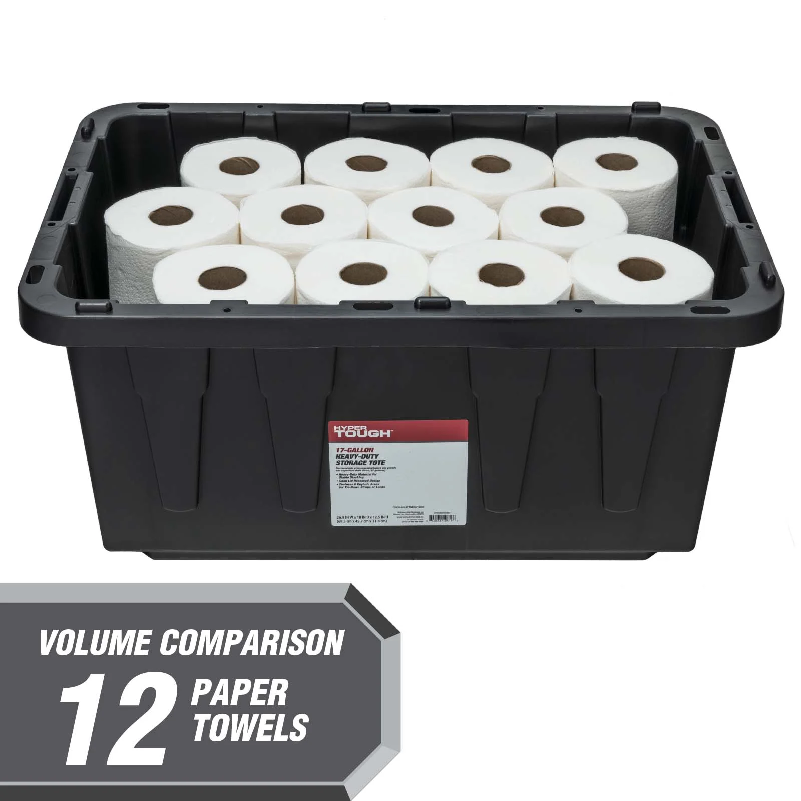 17 Gallon Medium Storage Bin with Snap Lid, Black and Red, Heavy Duty ...