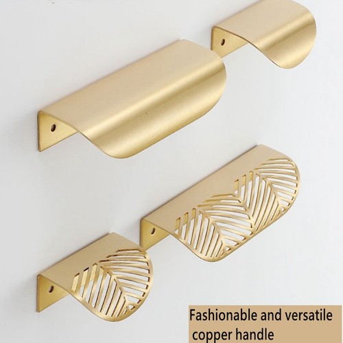 Curved Leaf Pull Gold Concealed Tab Pulls for Kitchen Brass Cabinet Pull Handle | eBay