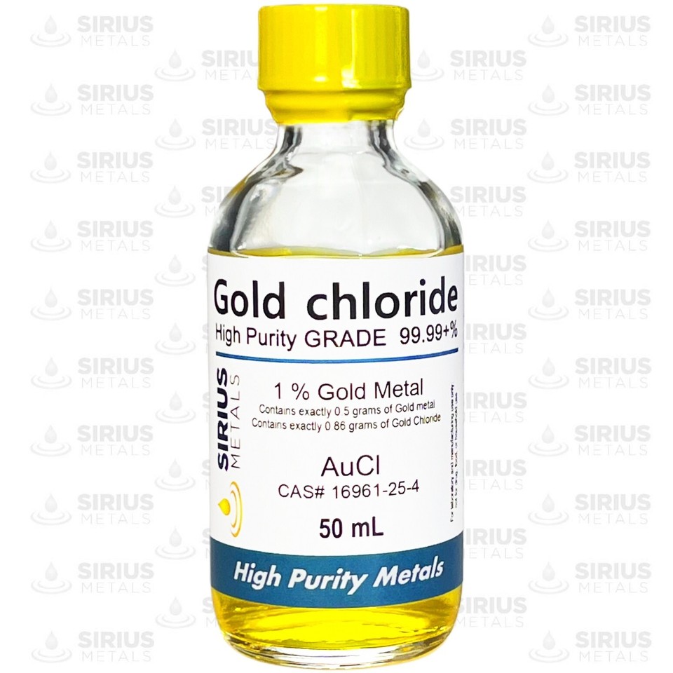 Gold Chloride - 1.725% as HAuCl4 (1.0% as Gold metal) - 50 mL in Glass ...