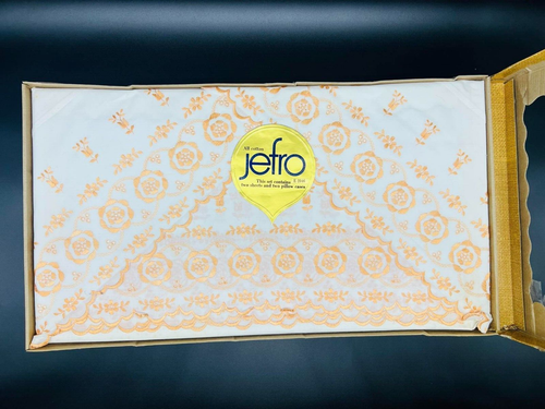 JEFRO Pair of Cotton Sheets 225 x 247.5cm +Pillowcases Vintage New ...