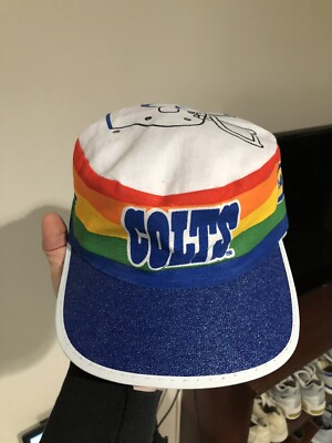 Vintage 80s Indianapolis Colts MAB Paints Rainbow Stripe Painters Cap ...