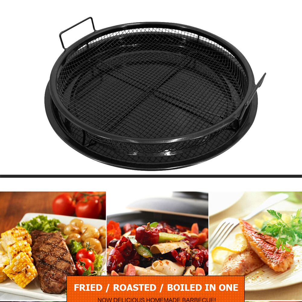Microwave Baking Tray BBQ Baskets Tools Air Fryer Accessories (Black ...