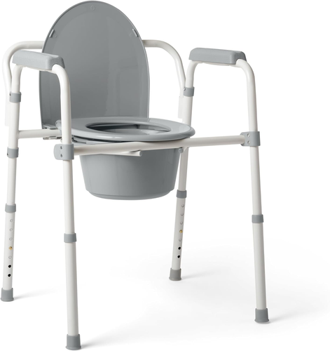 Medline 3-In-1 Steel Bedside Commode, Standard Seat, Sturdy Folding ...
