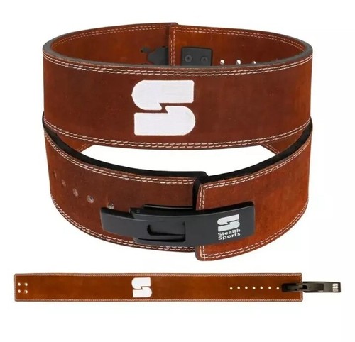 Premium leather weightlifting lever belt in brown gym training -10 mm ...
