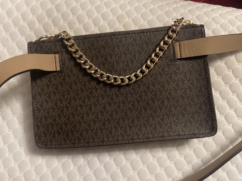 NWTMichael Kors Brown Monogram Chain Belt Bag Bum Fanny Pack Large/XL ...