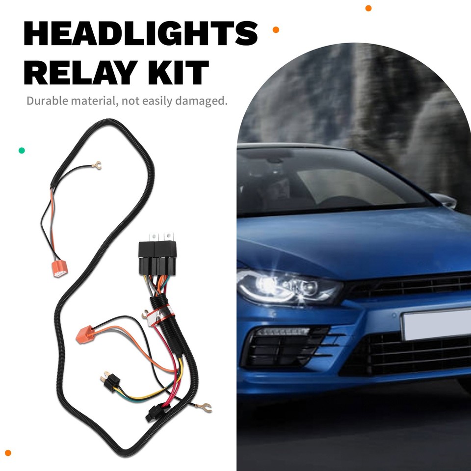 Car H4 12V LED Headlights Relay Wiring Harness Kit High Low Enhancer ...