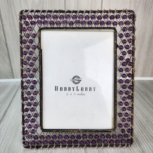 Picture Photo Frame Easel Holds 5x7 Purple Beaded Hippie Boho Classy ...