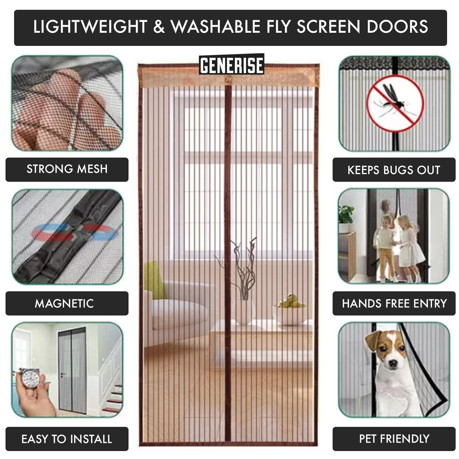 Magnetic Mesh Door Magic Protection Curtain Snap Fly Bug Insect ...