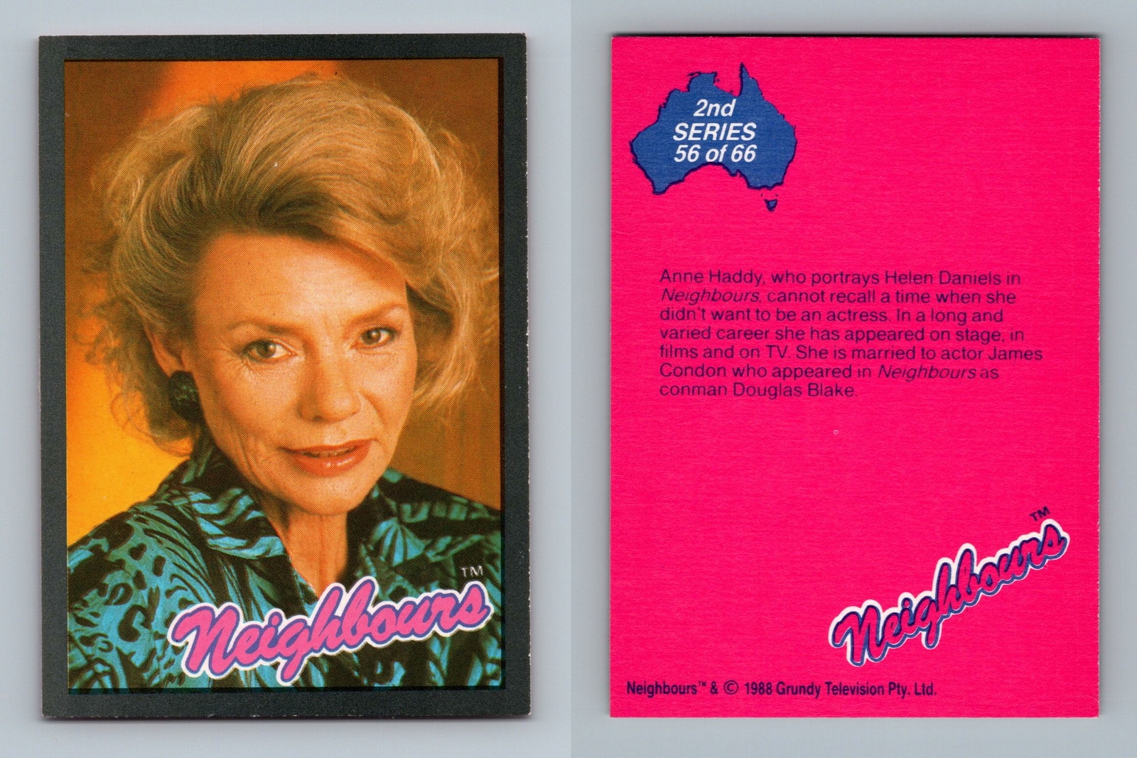 Anne Haddy - Helen Daniels #56 Neighbours 2nd Series Topps 1988 Trading ...