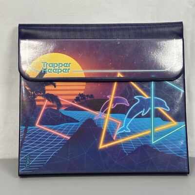 Vintage Mead Trapper Keeper Binder With Retro Sunset & Dolphins Neon ...