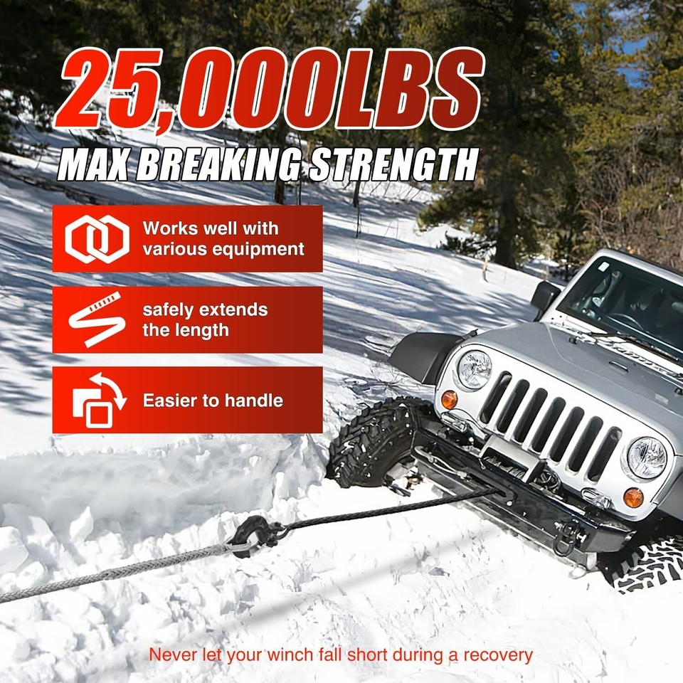 Nilight Synthetic Winch Rope Extension 3/8 Inch x 50 Feet Winch ...