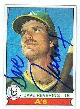 Dave Revering autographed baseball card (Oakland Athletics) 1979 Topps ...