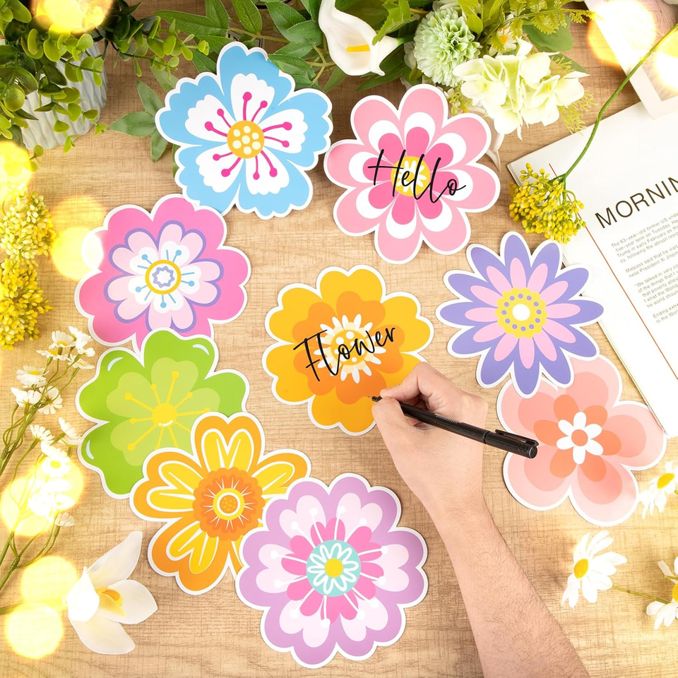 54 piezas de recortes de flores de primavera con doble impresión de ...