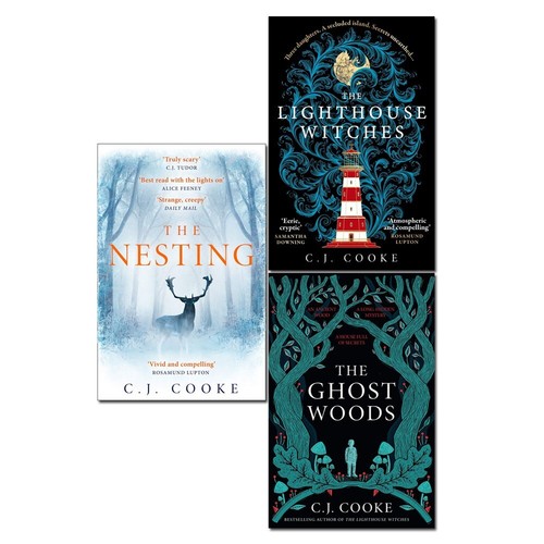 C J Cooke Collection 3 Books Set The Nesting, Lighthouse Witches, Ghost ...