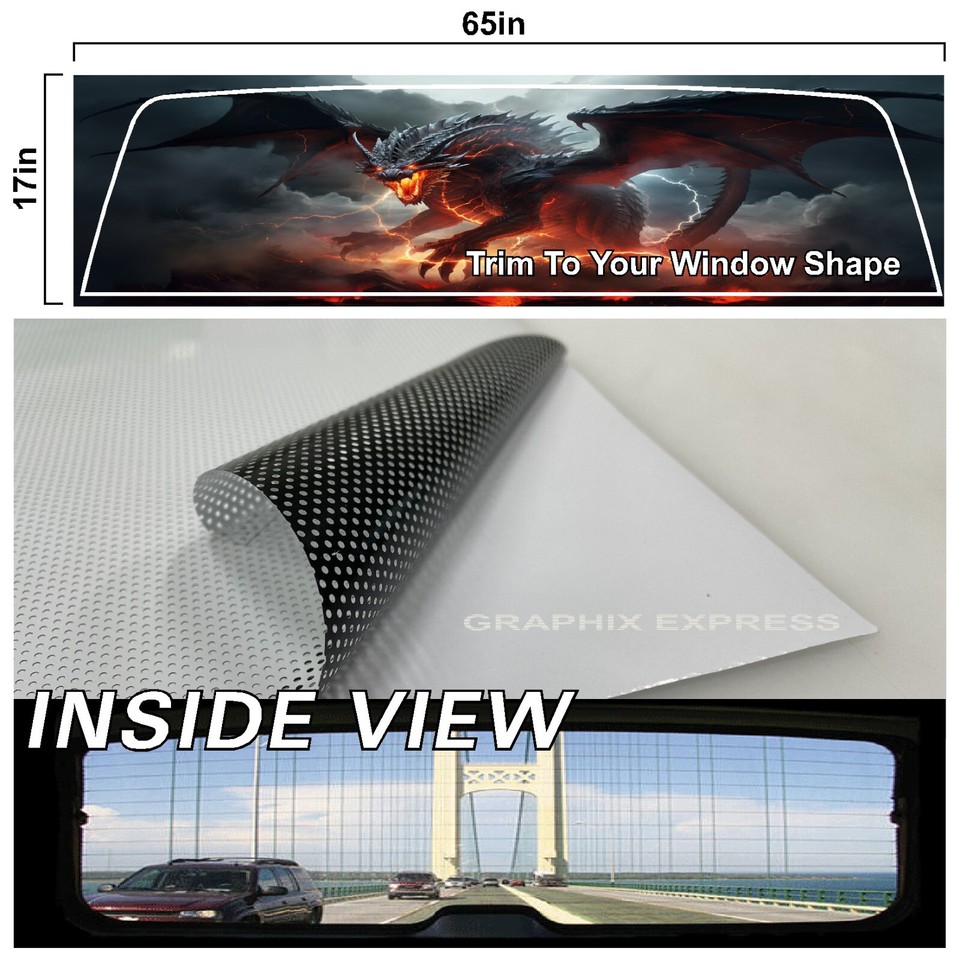 Truck Back Window Graphics Dragon (P581) See Through Rear Decal | eBay
