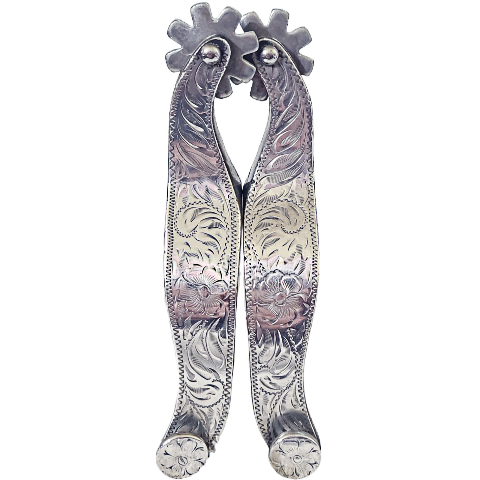 Vintage Sterling Silver Ladies 8 Point Blunt Rowel Fixed Button Monel ...