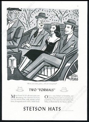1940 Stetson men's hats Sussex Gotham Homburg Peter Arno cartoon vtg ...