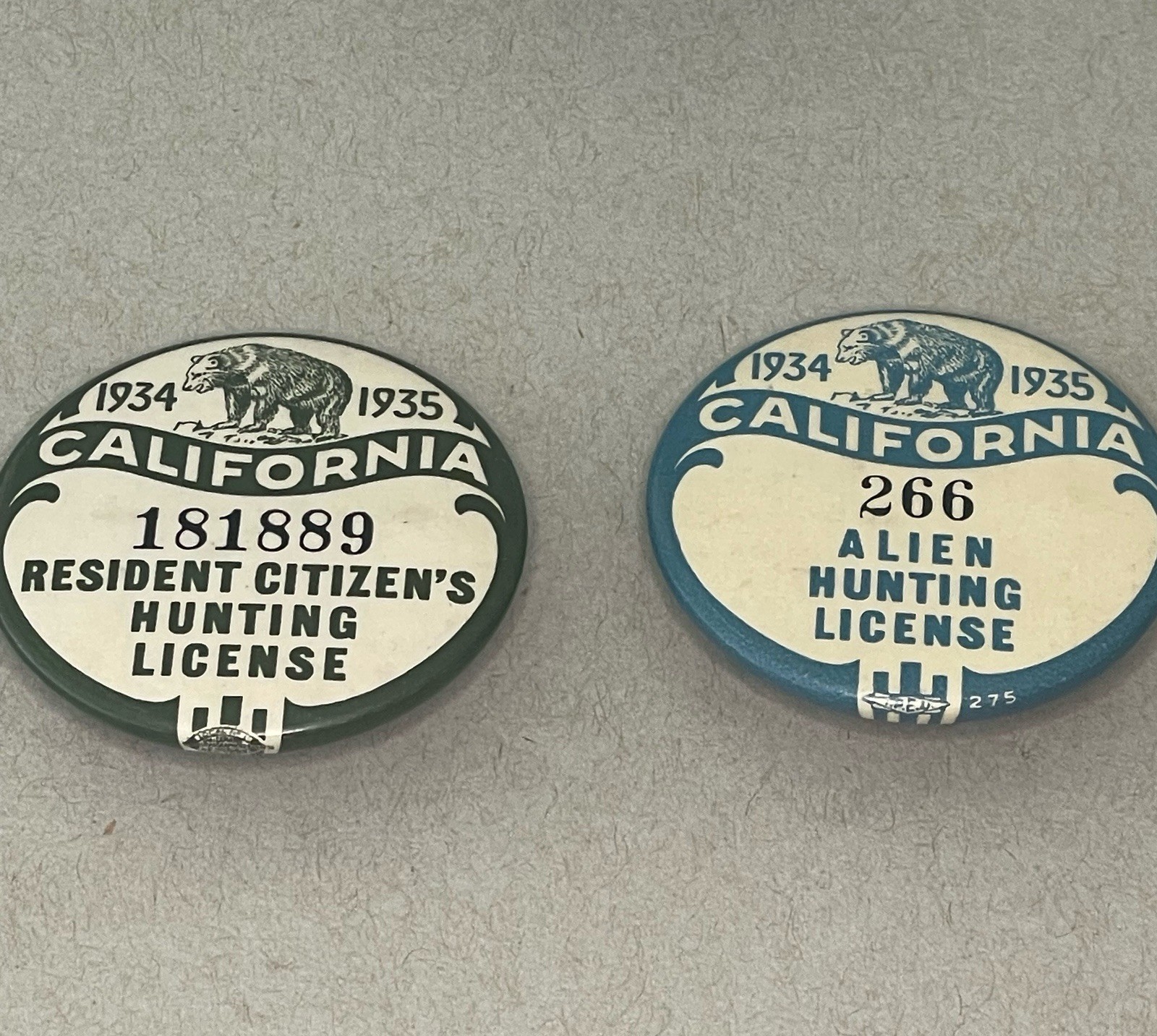 1934-1935 Vintage California Alien Hunting License And Resident ...