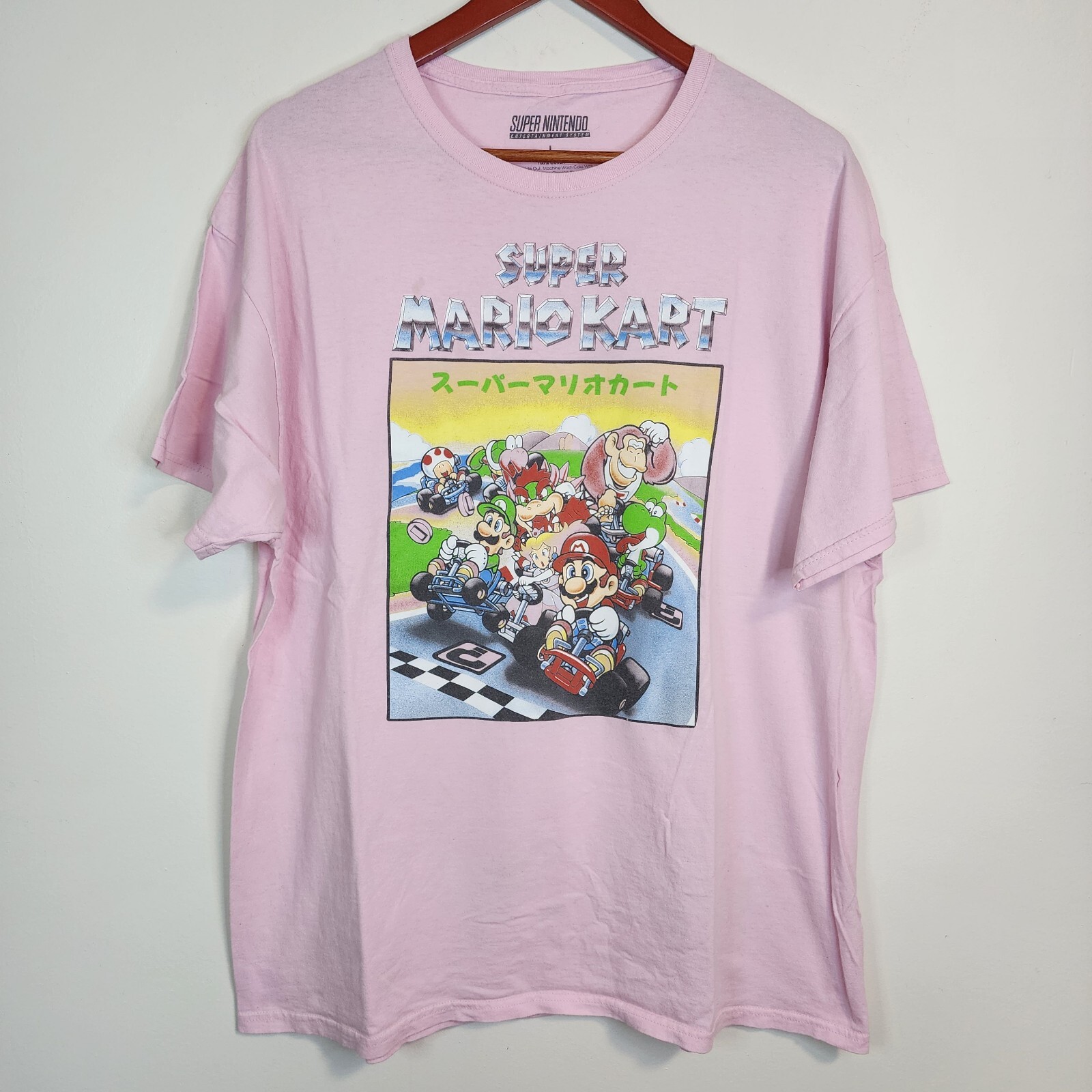 Super Nintendo Super Mario Kart Shirt Pink Men's Size… - Gem