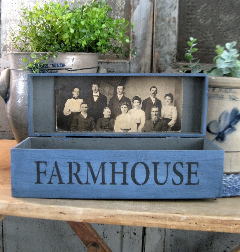 Small Antique Wood Alphabet ABC Blocks Original Blue Paint Spell FARM ...