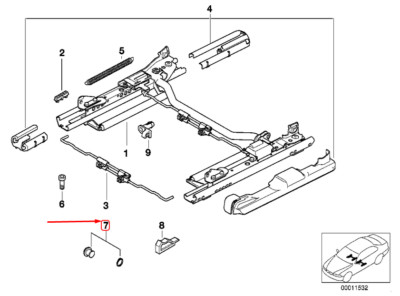 NEW BMW 5 E39 FRONT SEAT RAIL BEARING BUSH 52108231862 OEM | eBay
