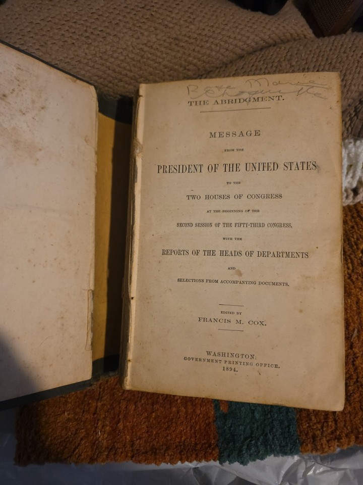 Abridgment of Message and Documents 1893-94 HC Antique Book | eBay