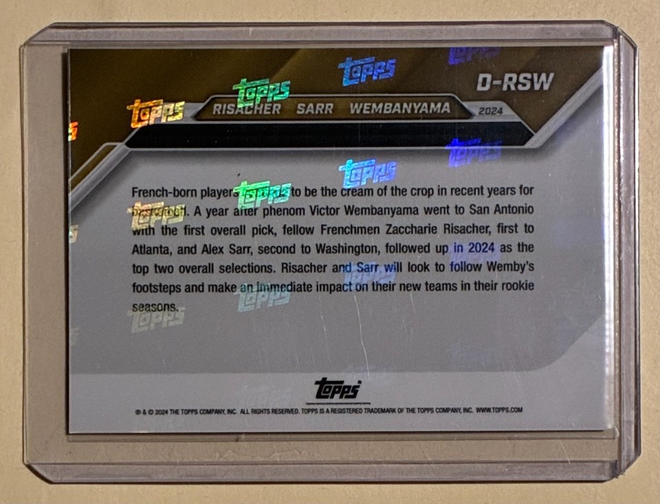Victor Wembanyama/Zaccharie Risacher/Alex Sarr 2024 Topps Now NBA #D ...