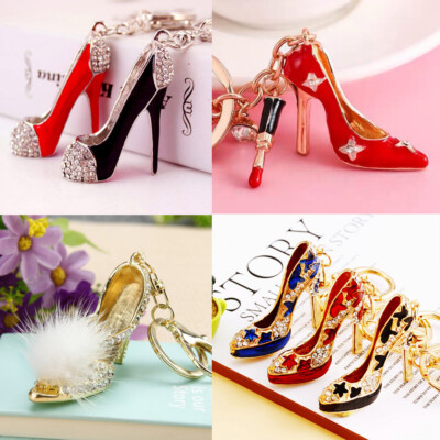 Black Red Silver High Heeled Shoe Shaped Diamante Bag Charms Handbag ...