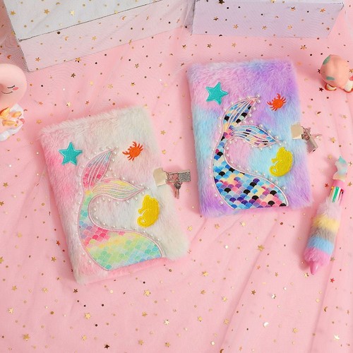 Mermaid Tail Lockable Diary Book With Lock Private Planner Plush ...