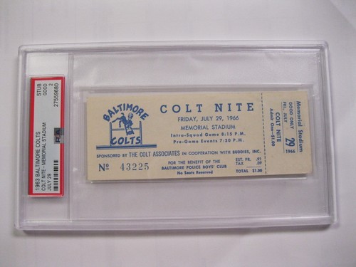 July 29, 1966 Baltimore Colts Ticket Stub PSA Encapsulated | eBay