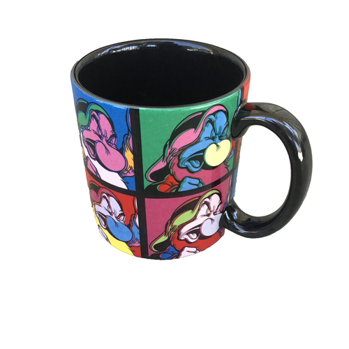 Disney Store Pop Art Grumpy Coffee Mug Black Colorful Warhol Style Snow ...