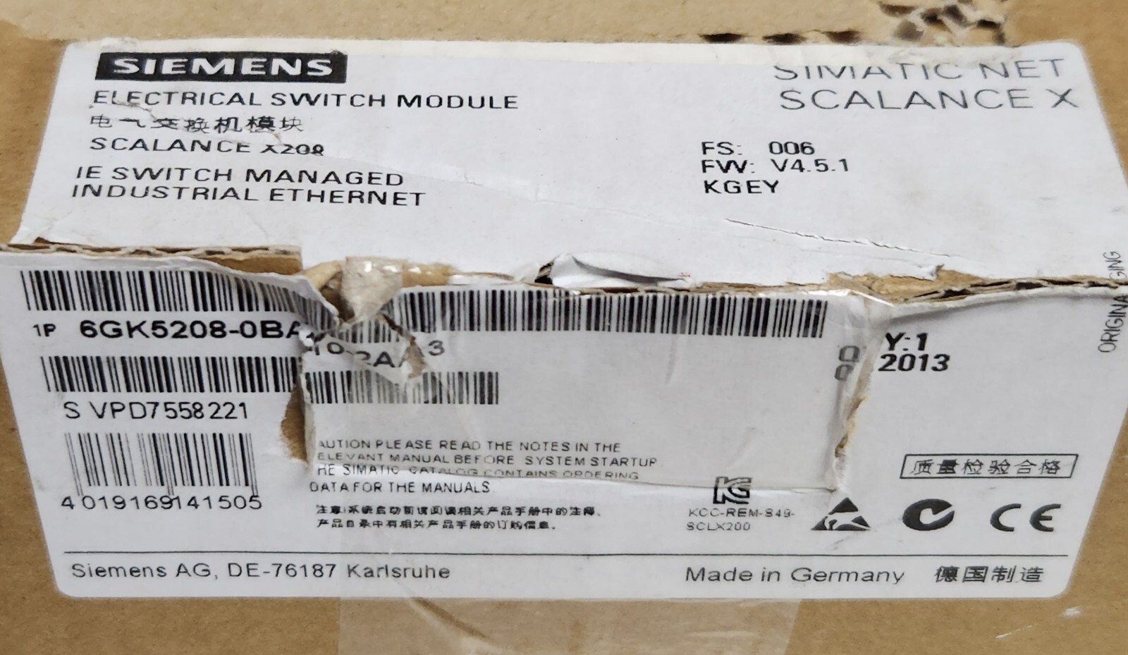 SIEMENS 6GK25208 0BA10 2AA3 SIMATIC NET Industrial Ethernet Switch ...