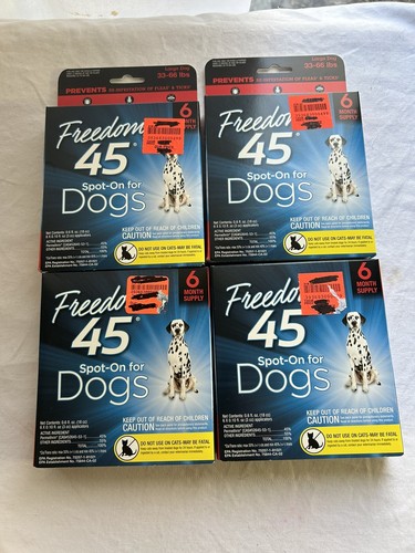 4 Packages Freedom 45 Spot On For Large Dogs 33 To 66 Lbs Topical 6 ...