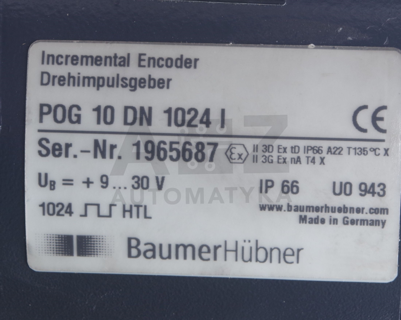 BAUMER HUBNER POG 10 DN 1024 I POG10DN1024I INCREMENTAL ENCODER! NEW ...